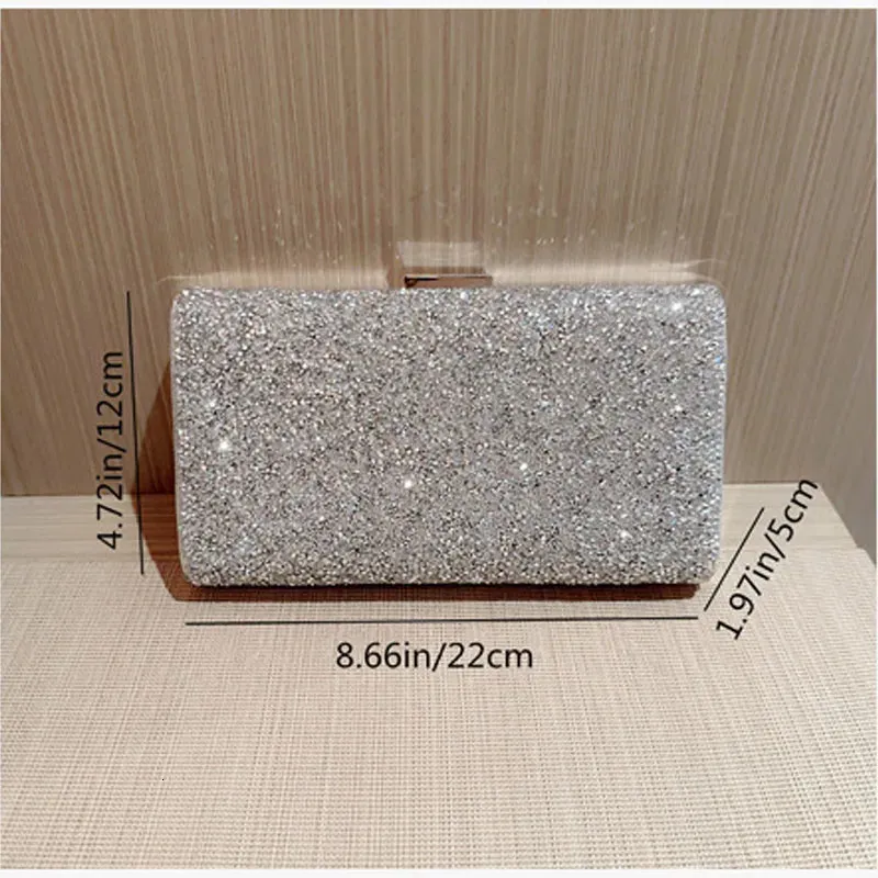 Sparkling Silver Crystal Clutch Evening Bag - Elegant Women's Party ...