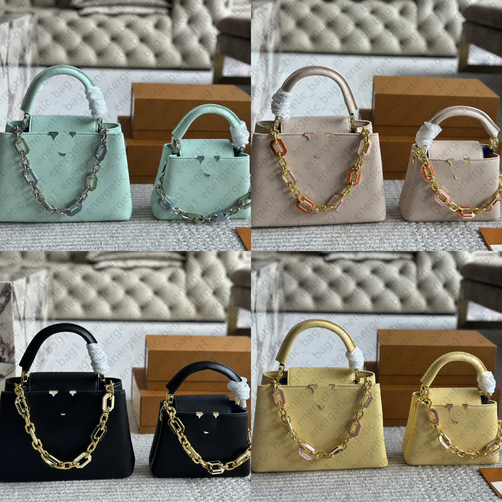 Cowhide Handbag Luxury Designer Tote Bag Women Capucines Bb Bag With ...