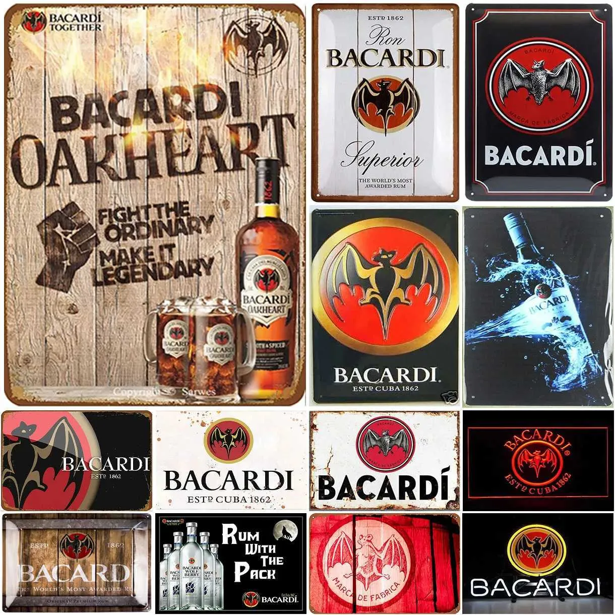 Vintage Rum Metal Tin Sign - Retro Bar Decor, Man Cave Wall Art ...