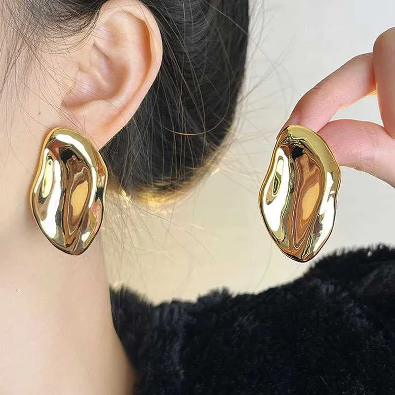 High End Irregular Folds Chunky Gold Hoop Earrings With Unique Convex ...