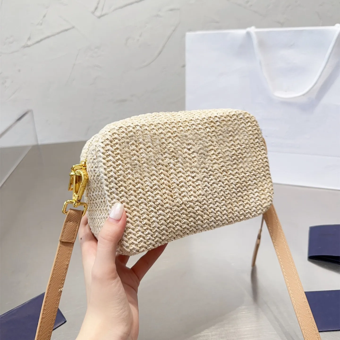 Straw Crossbody Handbag For Women Small Woven Camera Bag, Beach ...