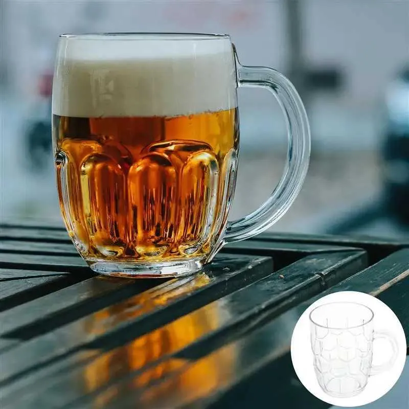 530ml Unbreakable Acrylic Beer Mug with Handle - Perfect for Parties ...