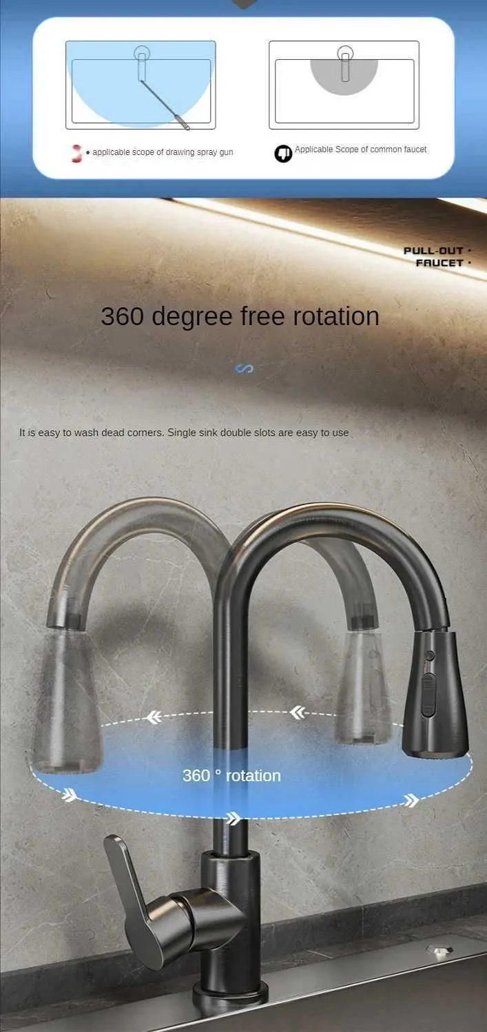 Premium Dual-Function Kitchen Faucet: Hot & Cold Water, Splash-Proof ...