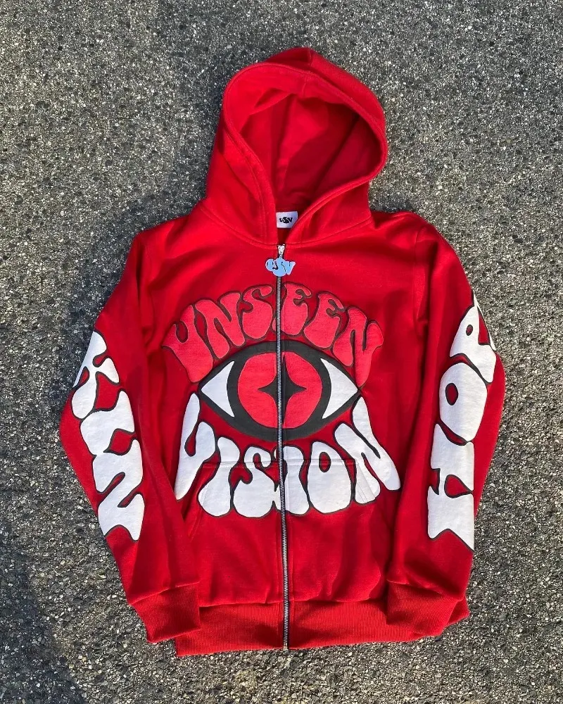 Y2k Zip Up Hoodie Harajuku Retro Style Streetwear Fashion Versatile Pattern Printing Men Women ...