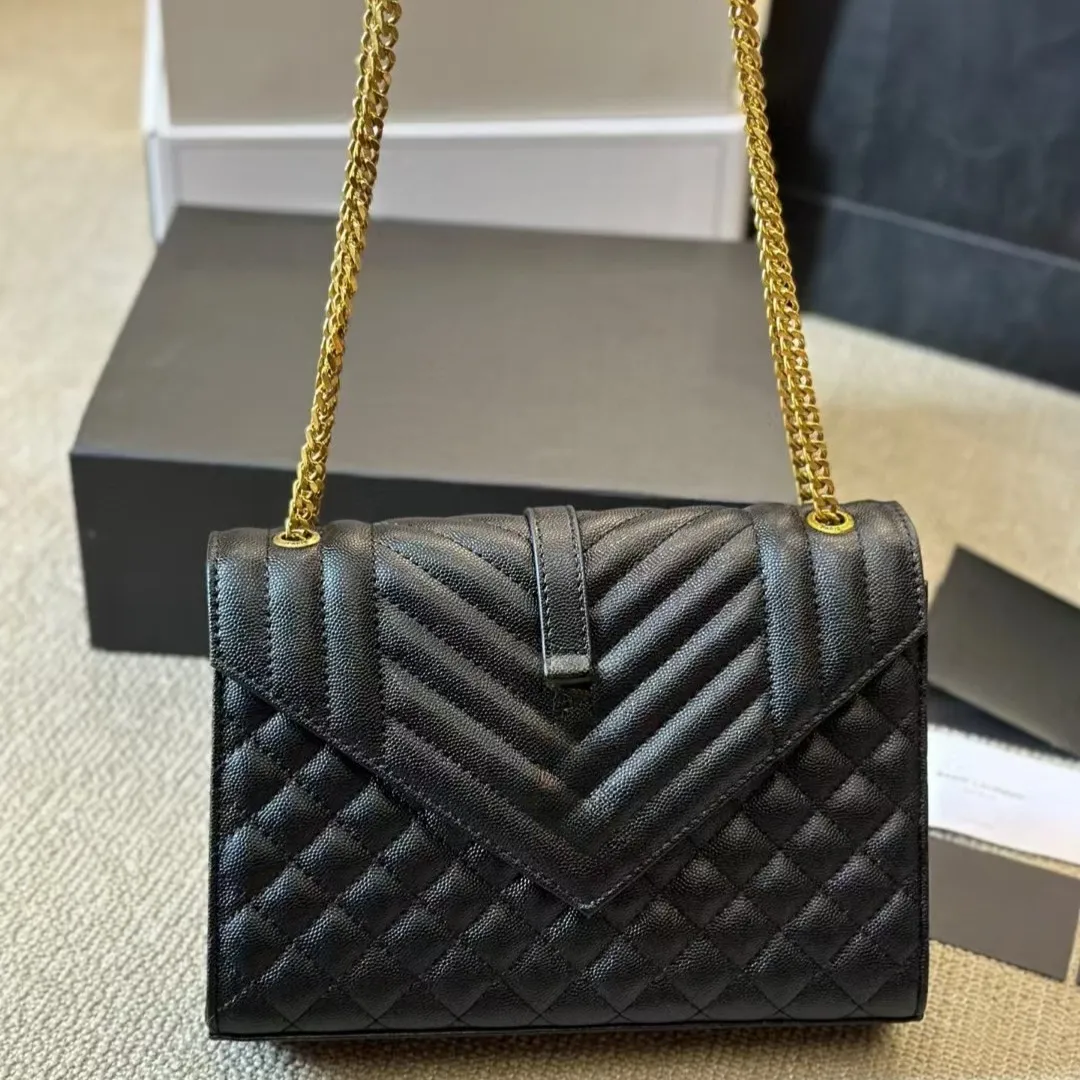 Luxury Designer Genuine Leather Quilted Leather Shoulder Bag With Chain ...