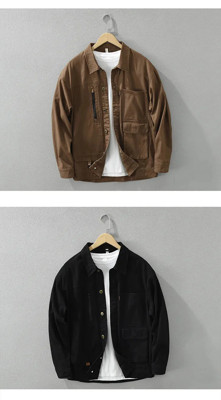 Retro Cotton Jacket: Simple Casual Style, Large Pockets, Spring - Shop ...