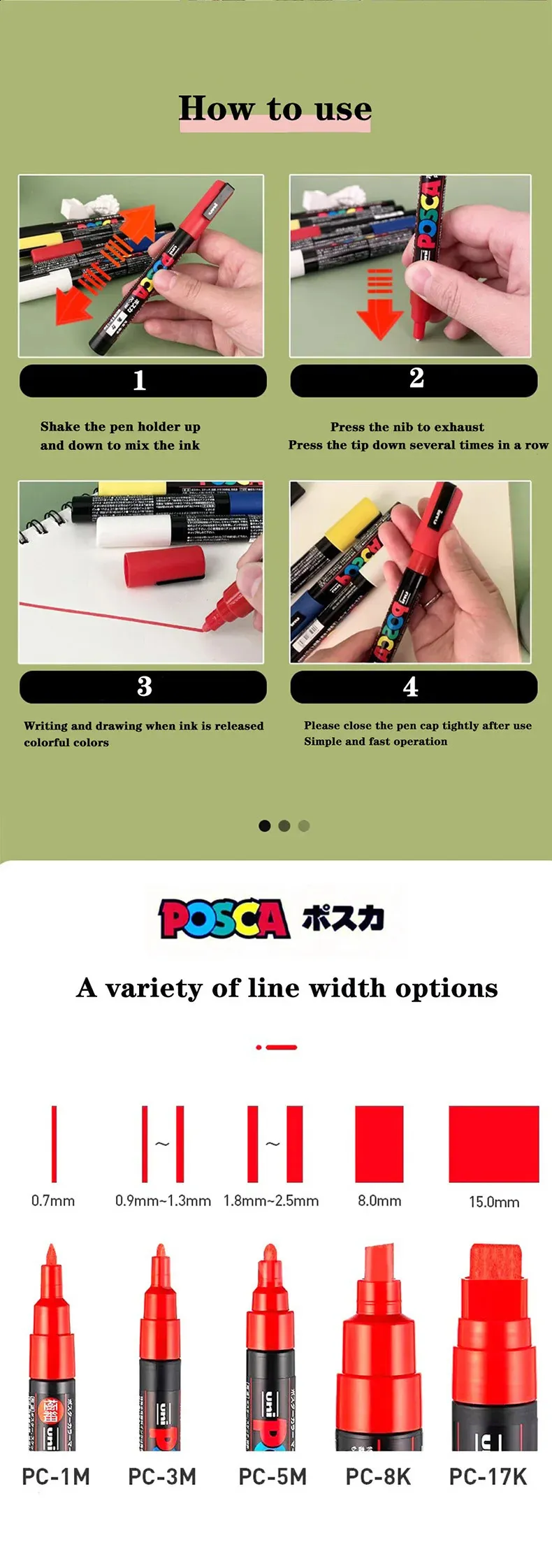 Posca Paint Markers Set Fine Acrylic Marking Pens For Graffiti, Poster ...