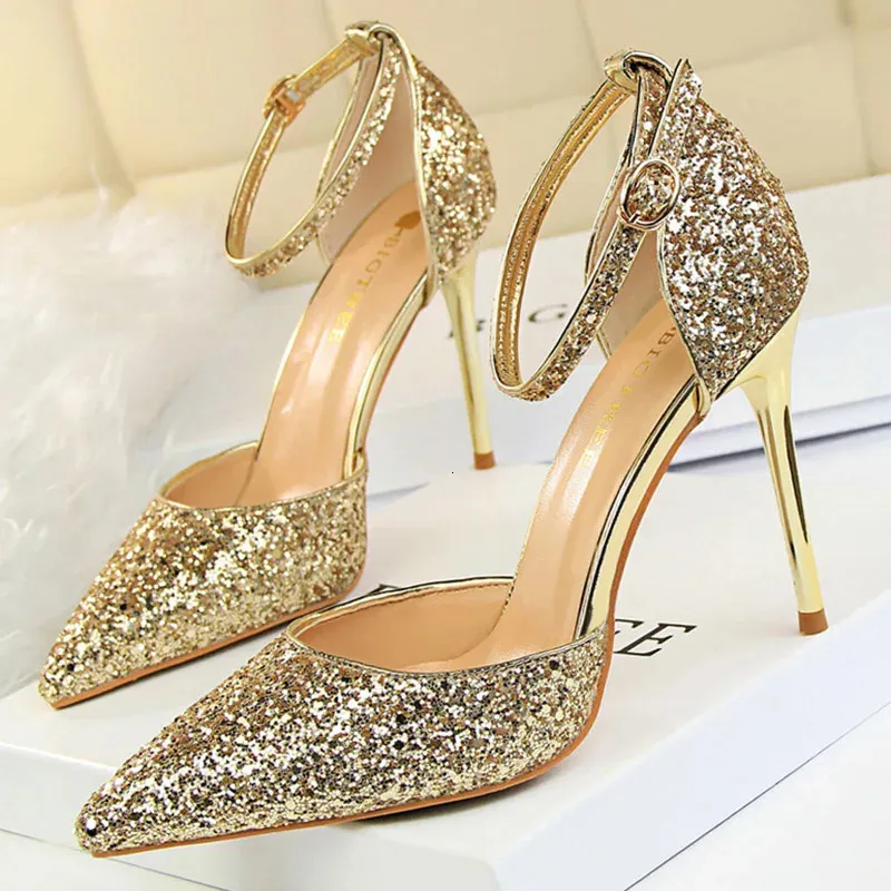 Shimmering High Heel Sandals: Elegant Women's Silver Bridal Shoes for ...