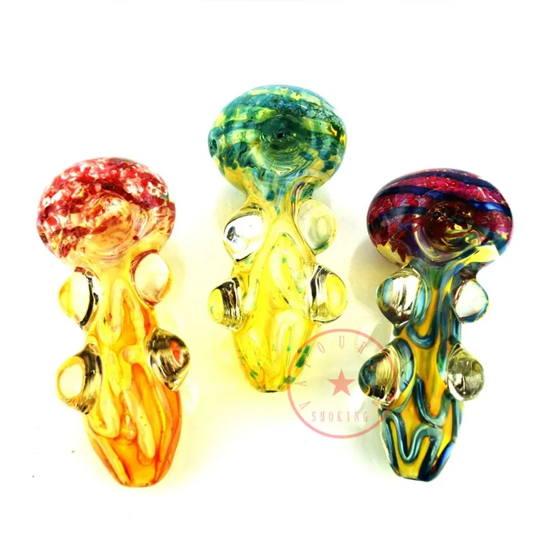 Heavy Colorful Art Style Pyrex Thick Glass Hand Pipes Handmade Portable ...