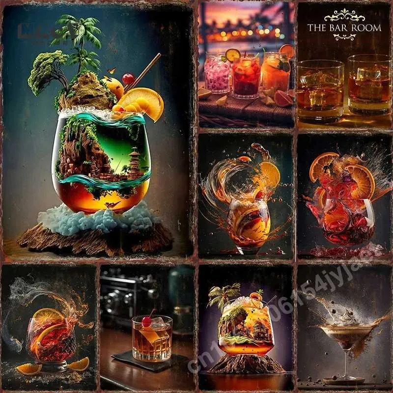 10 Cocktail Negroni Poster Plaque Metal Plate Tin Sign For Bar, Club ...