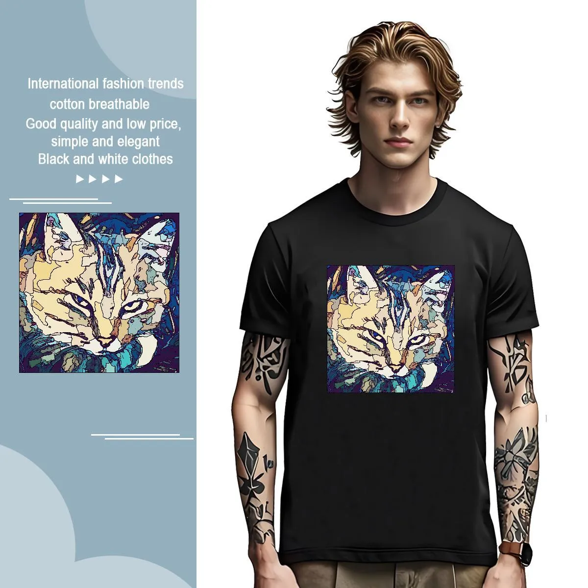 Unisex Cat Print Tee: Premium 230g Cotton Comfort. Shop Mens Cat T ...