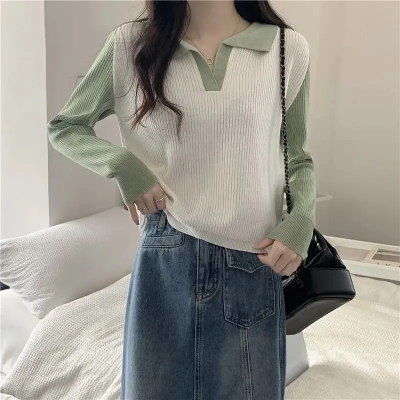 Autumn Women's Polo Collar Knit Sweater - Slim Fit Pullover, Long ...
