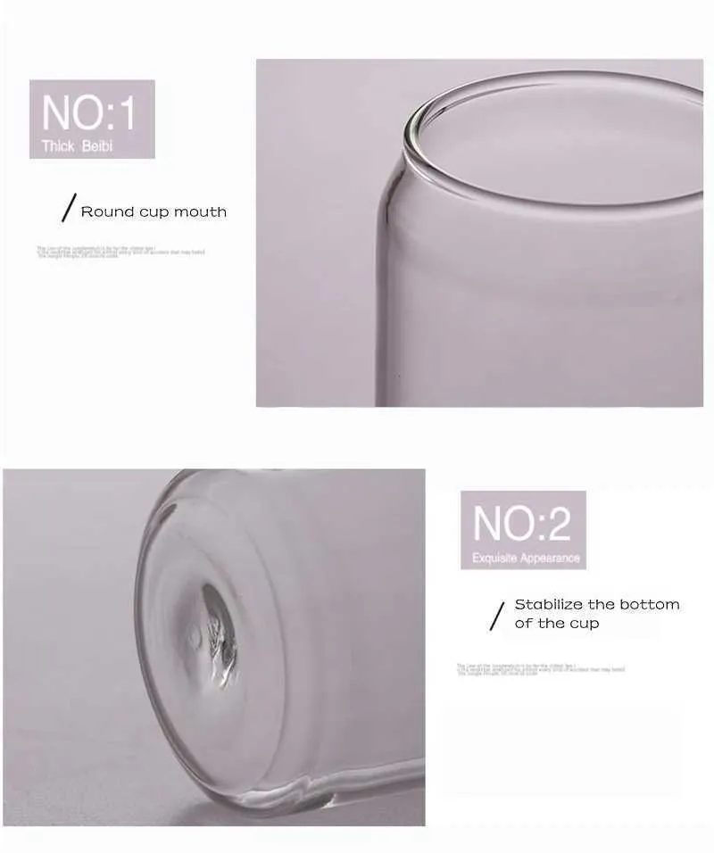 Can-Shaped Glass Cup with Lid & Straw - 400/550ml, Perfect for Juice ...