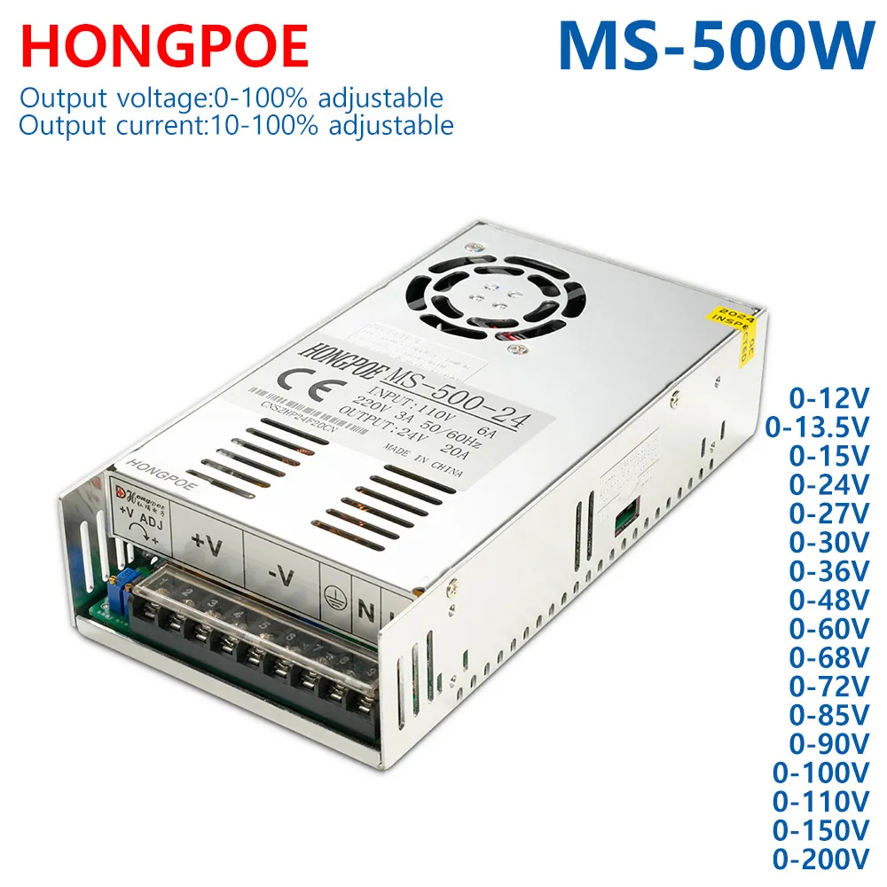 Adjustable 500W DC Power Supply 0-200V with CE RoHS LVD EMC FCC ...