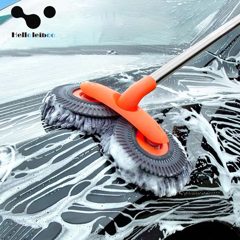 Chenille Double Head Rotating automotive wash brush with Telescopic ...