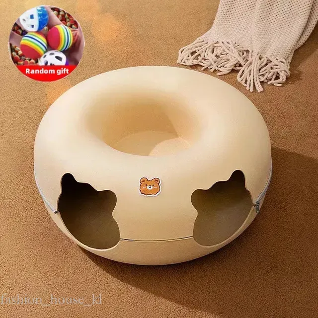 Interactive Cat Cave Bed With Removable Donut, Zipper Nest, And Cute ...