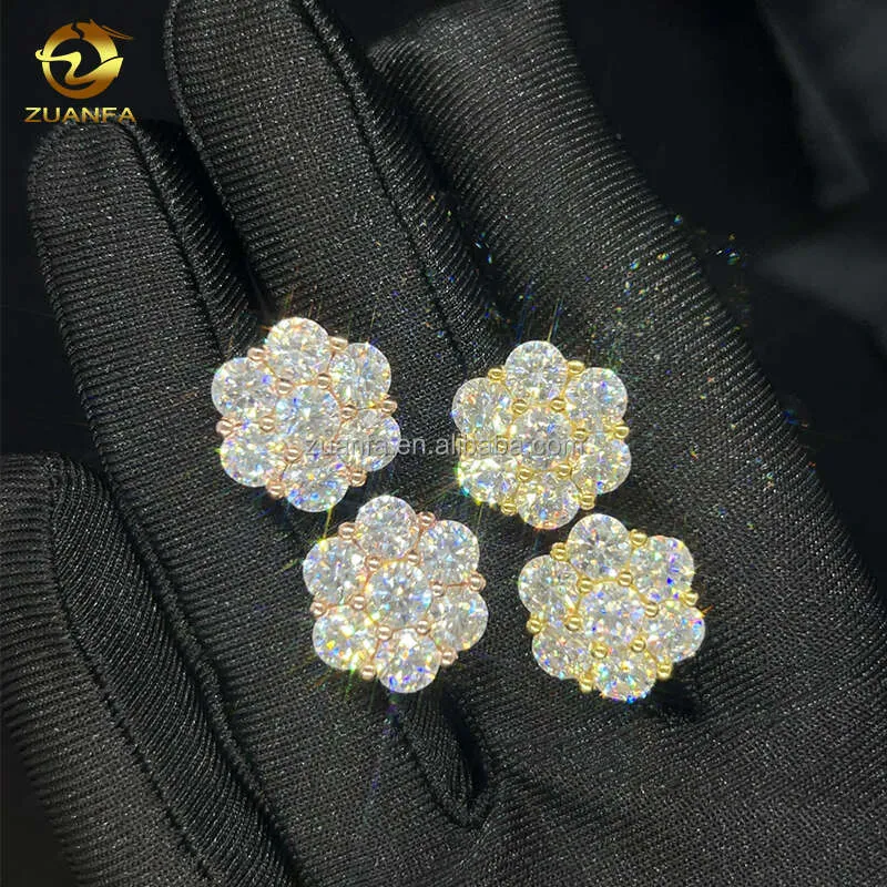 Lanjia Fashion Jewelry Earrings: Gold Plated Silver VVS FL GRA Iced Out ...