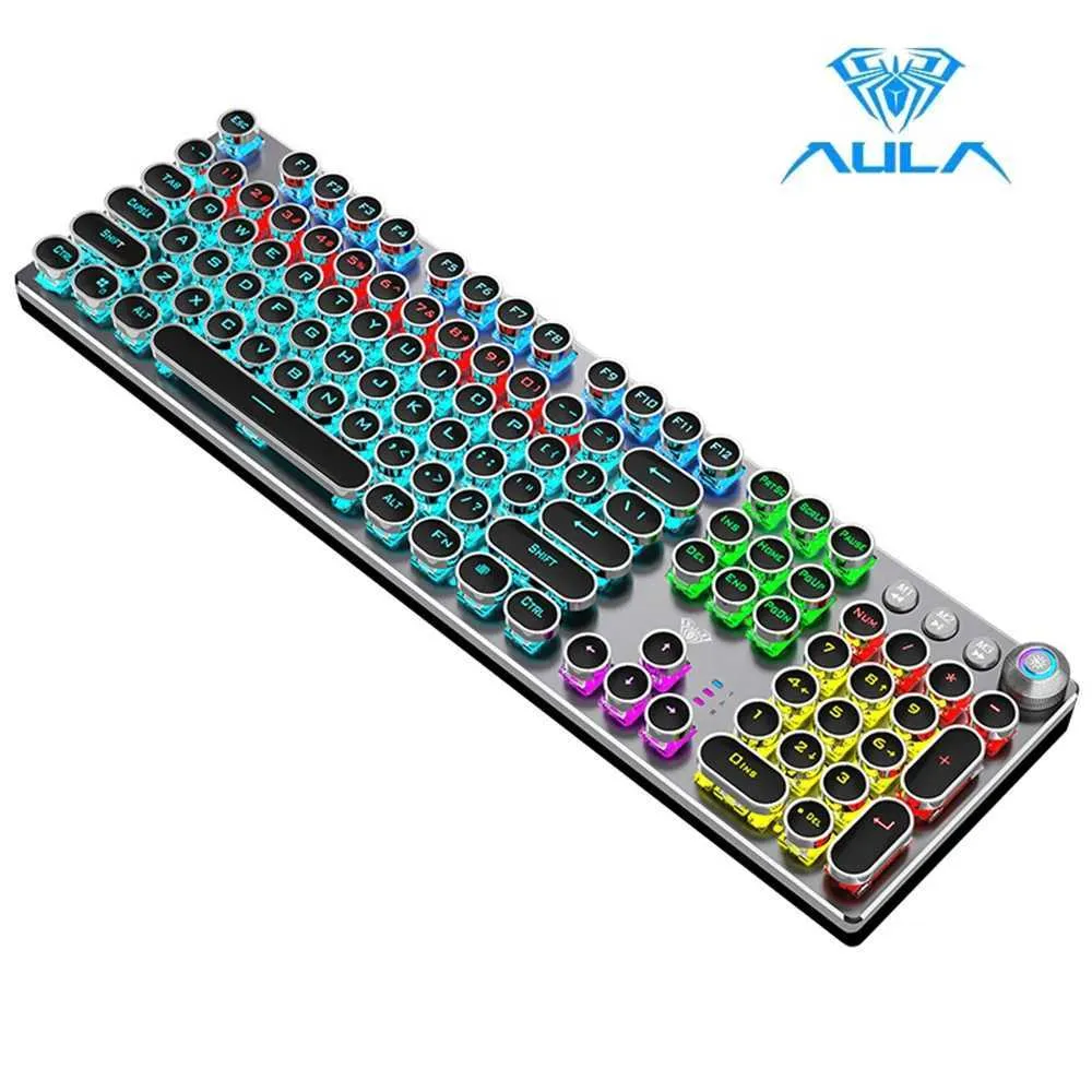 AULA Blue Black Switch Mechanical Keyboard 104 Keys Backlit Gaming ...