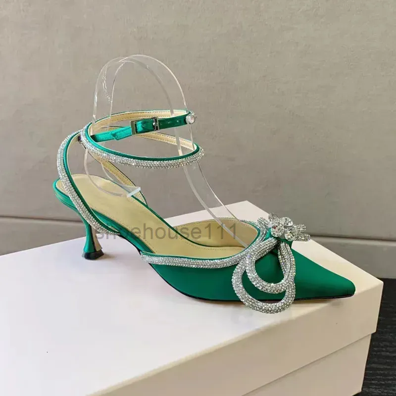 Crystal Bow Evening Pumps: Glitter Heeled Sandals, 6.5cm Spool Heels ...