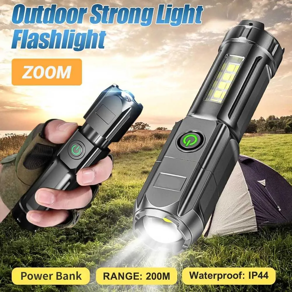 High Power LED Flashlight 10000 Lumen Tactical Torch USB Rechargeable ...