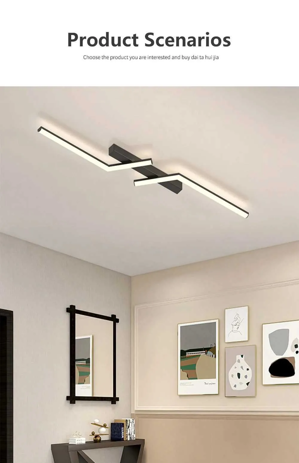 Modern Black LED Ceiling Light - Dimmable Lighting for Living Room ...