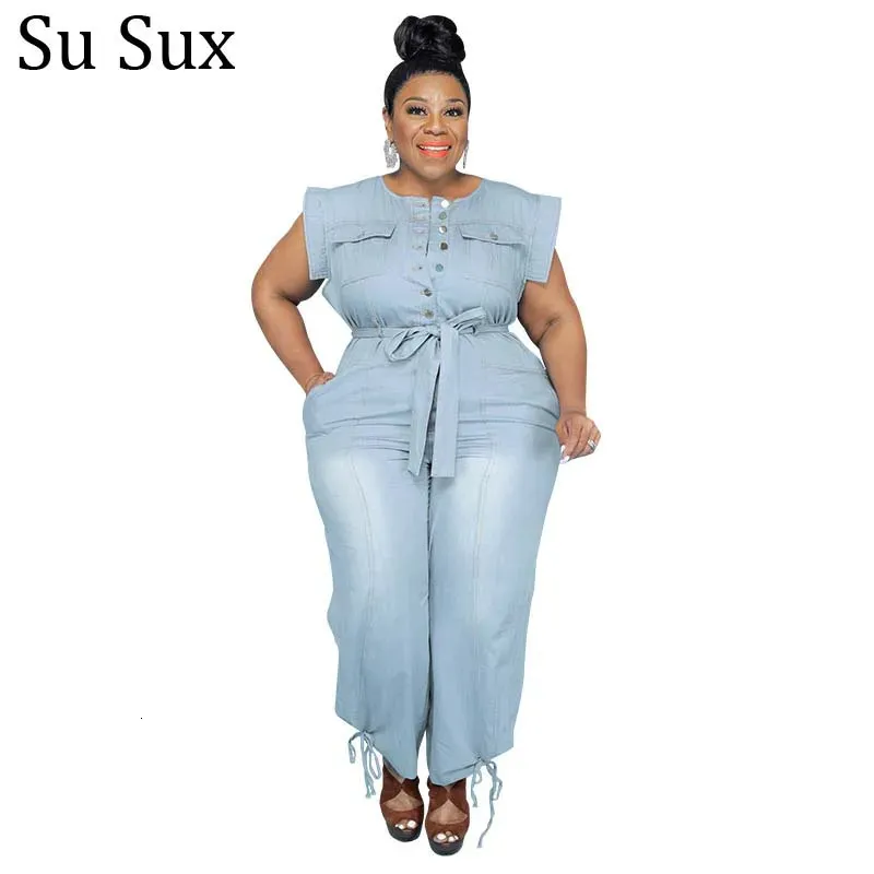 DHgate.com:Denim Jumpsuit for Women: Plus Size 5XL, Casual Sleeveless ...