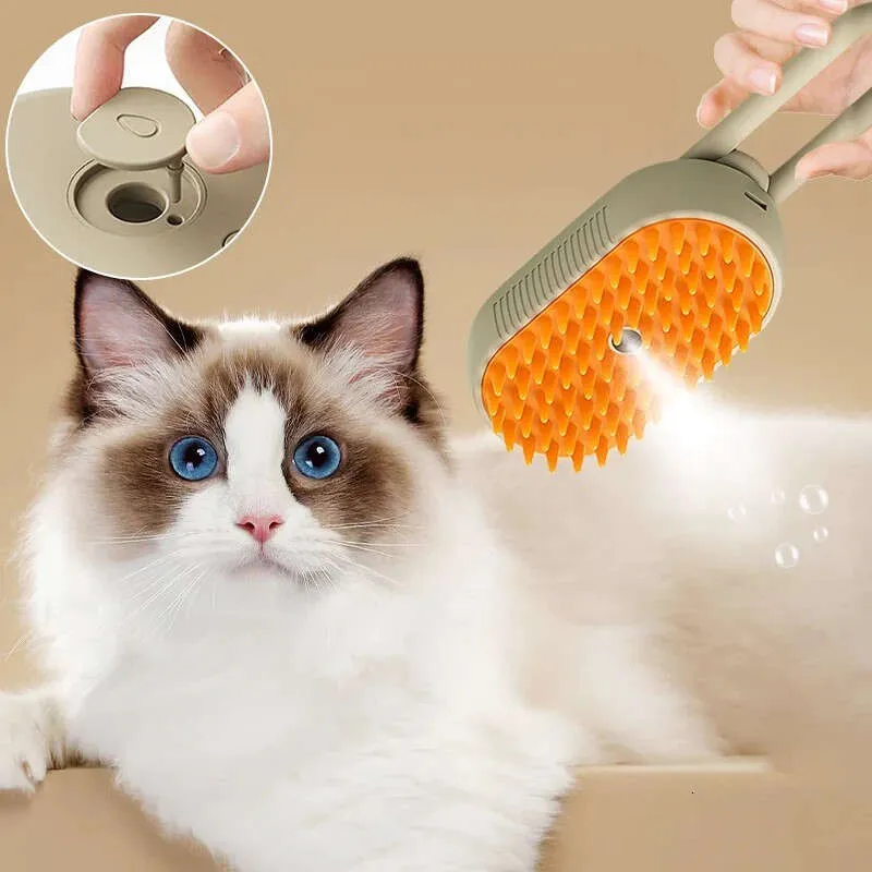 Luxury Steam Brush Pets 3 In 1 Steam Spray Grooming Comb For Cats And ...