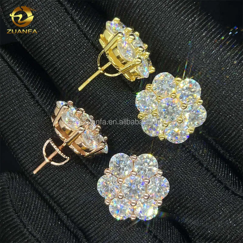 Lanjia Fashion Jewelry Earrings: Gold Plated Silver VVS FL GRA Iced Out ...