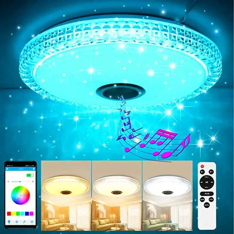 Smart LED Ceiling Light with Bluetooth Speaker: RGB, App Control, Best ...