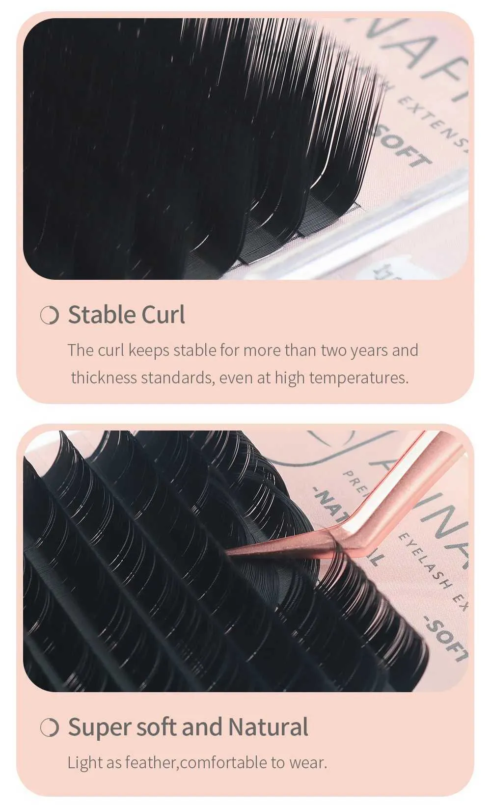 L Curl Individual Eyelashes - Natural Silk Mink Lashes, Matte Extension ...