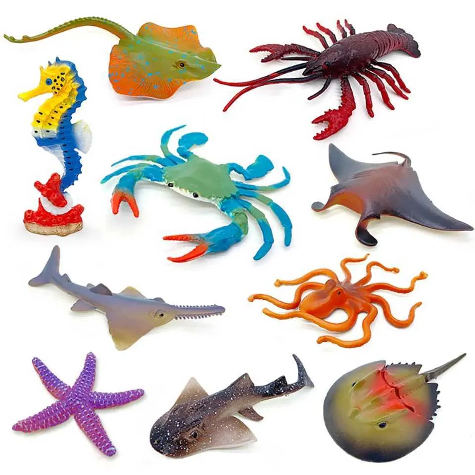 Sea Creature Bath Toys: Ocean Animal Model Set Seahorse, Starfish ...