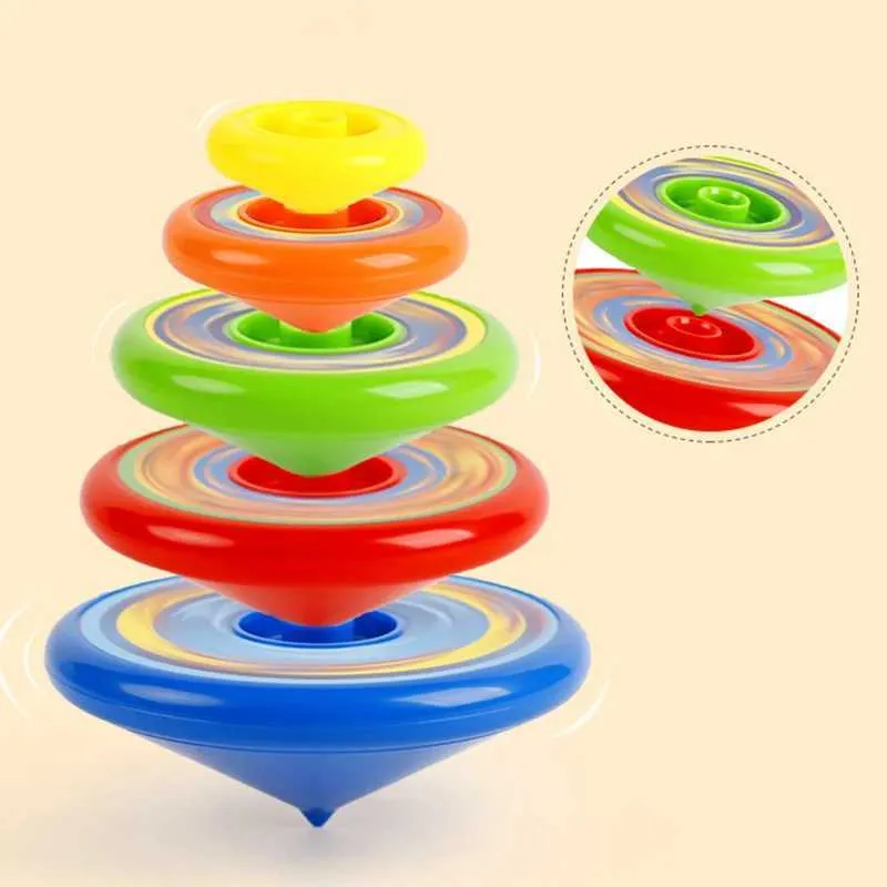 Y240803 Spinning Tops For Kids Luminous Hand Turned Stacking Colorful ...