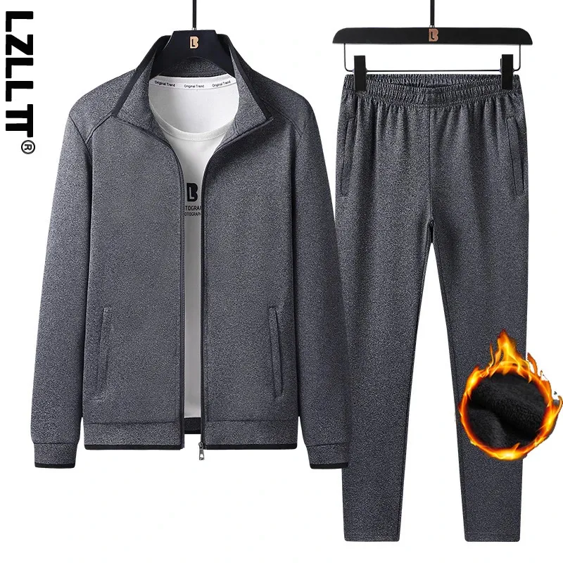 Winter Men's Fleece Sport Tracksuits: Casual, Warm, Outdoor Sportswear ...