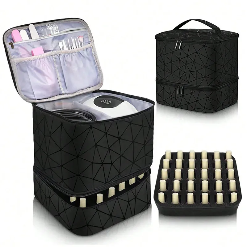 Portable Nail Polish Organizer: Holds 30 Bottles! Double Layer Makeup ...