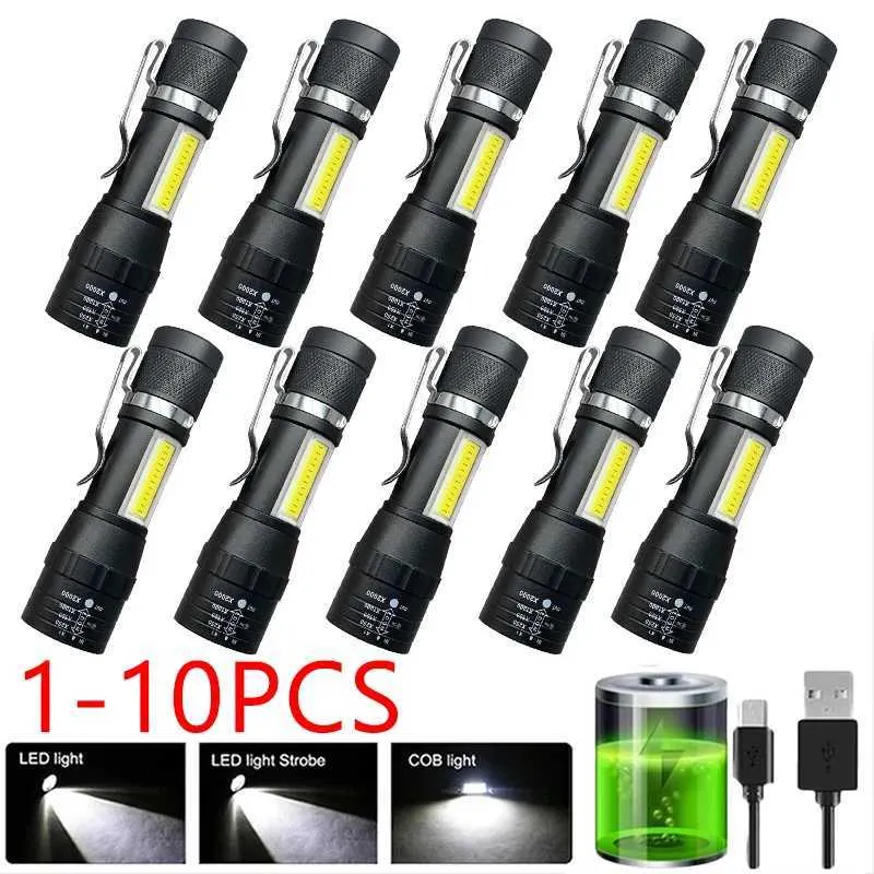 Mini Rechargeable LED Torch: COB+XPE Zoom, Built-in Battery, Pen Clip ...