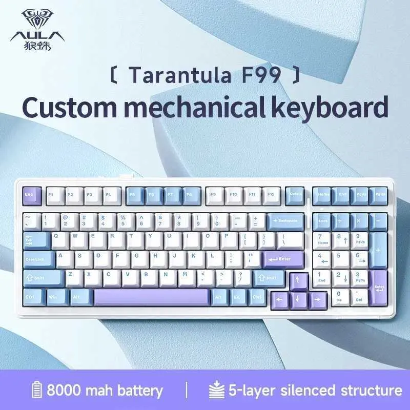 2024AULA F99 Wireless Mechanical Keyboard, 99 Keys Gamer Keyboard With ...