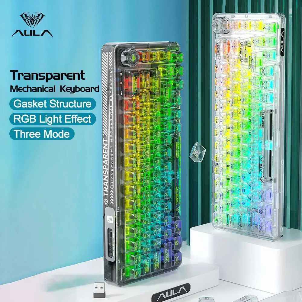 AULA Bluetooth Mechanical Mechanical Gaming Keyboard F68 2.4G Wireless ...