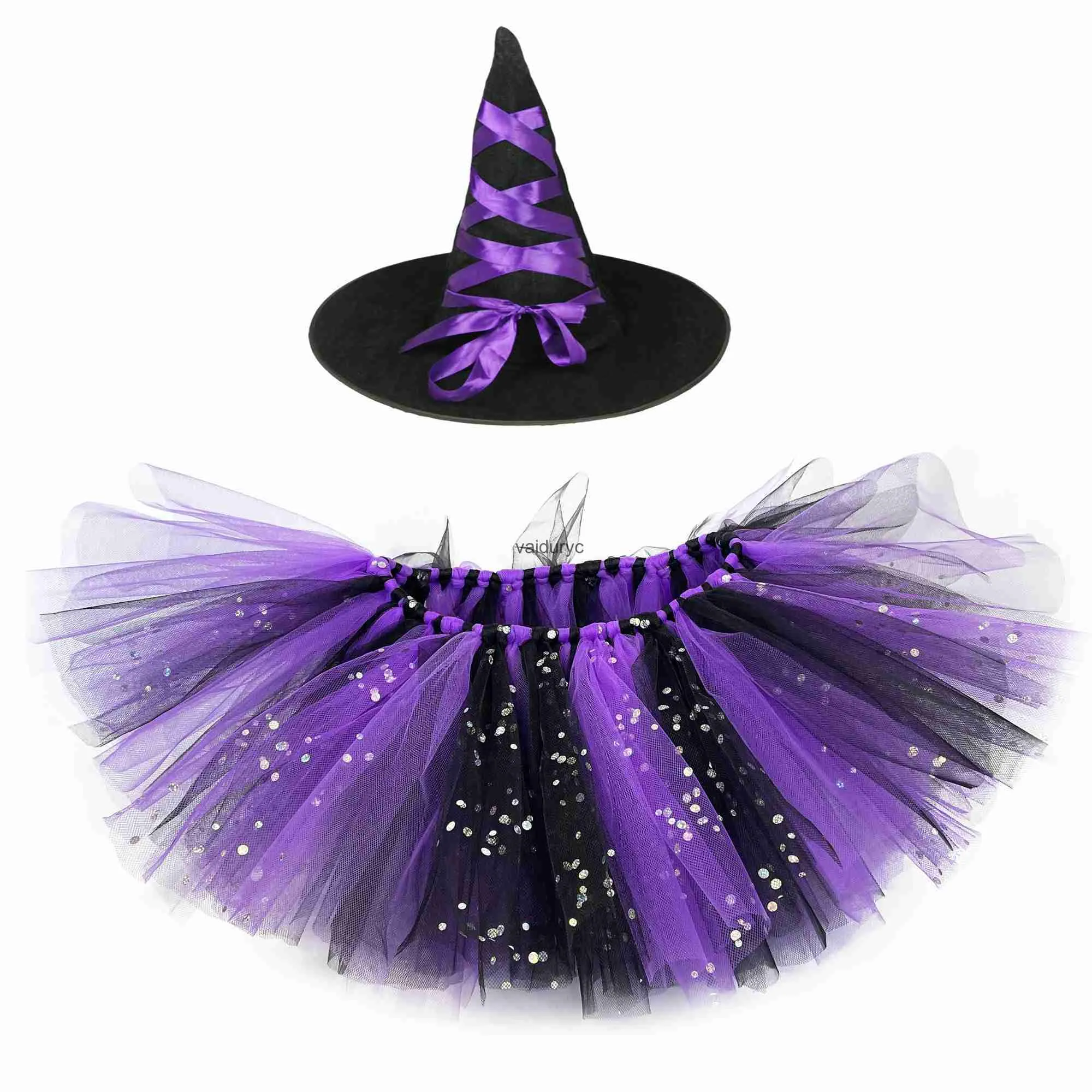 DHgate.com:Bewitching Purple Glitter Tutu & Witch Hat Set: Halloween ...