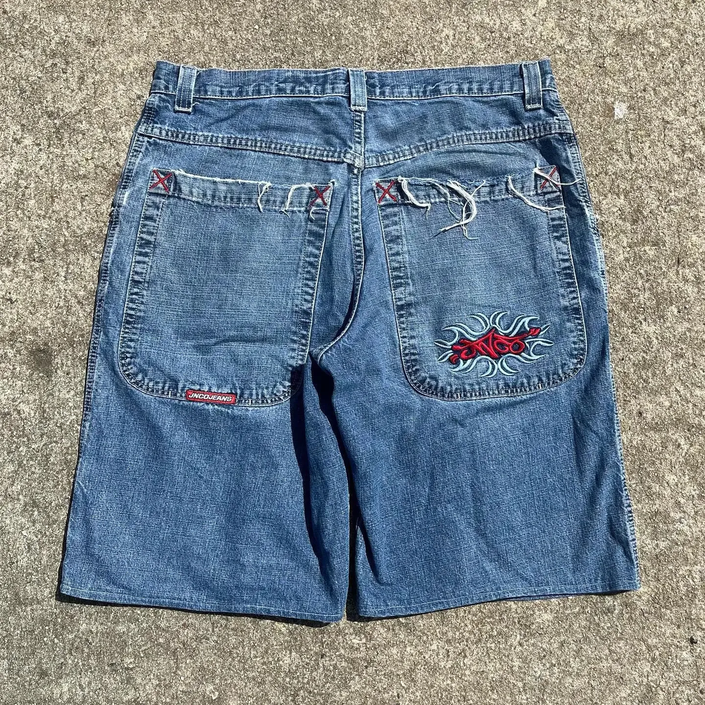 Retro Blue Denim Basketball Shorts: High Waisted Hiphop Streetwear ...
