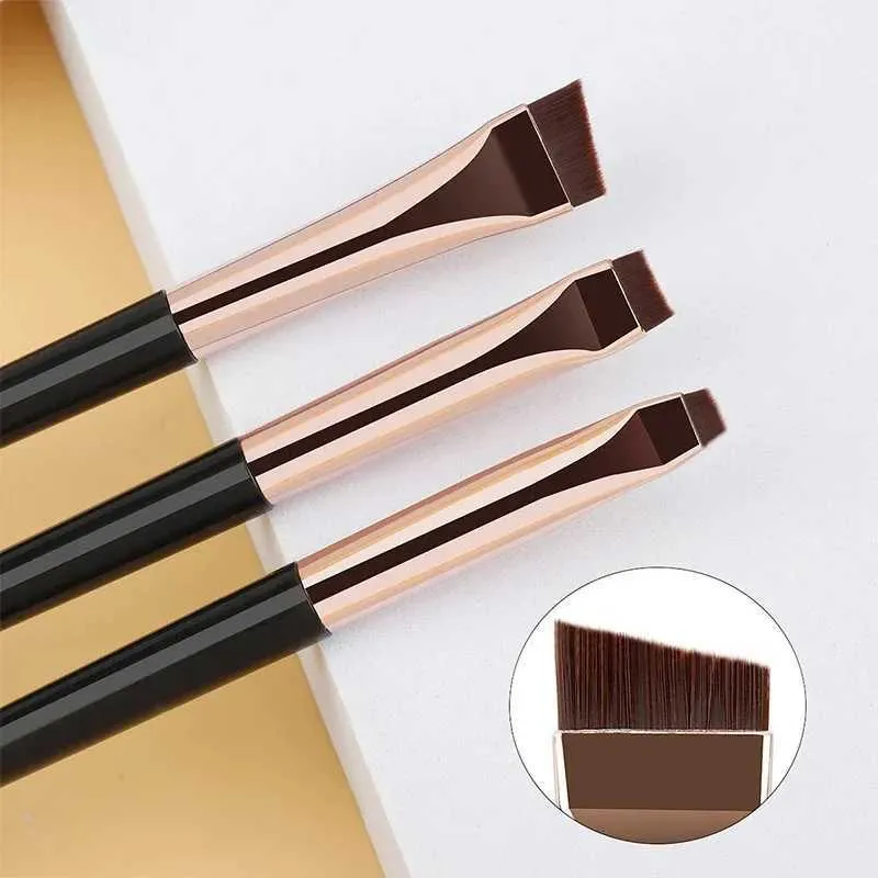 3-Piece Thin Angled Eyebrow Brush Set - Super Fine Brow Liner Brush for ...