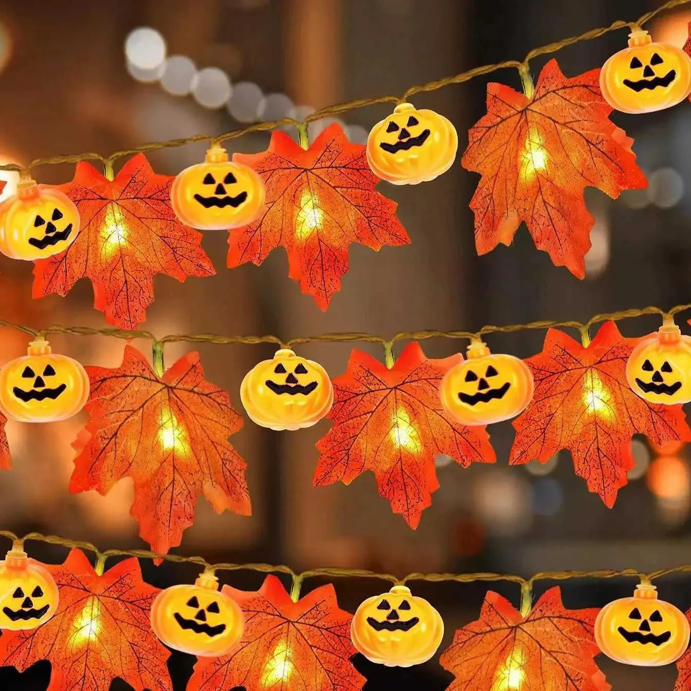 Autumn Harvest: 1.5M LED Pumpkin Maple Leaf String Lights - Best Seller ...