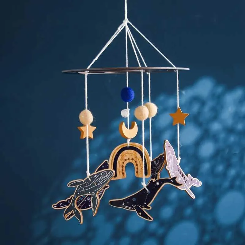 Marine Life Baby Mobile - 0-6 Months Newborn Crib Mobile with Wooden ...