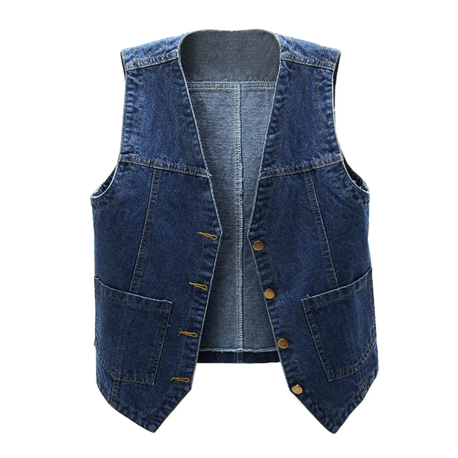 Plus Size Denim Jacket Vest - Women's Sleeveless Jean Waistcoat ...