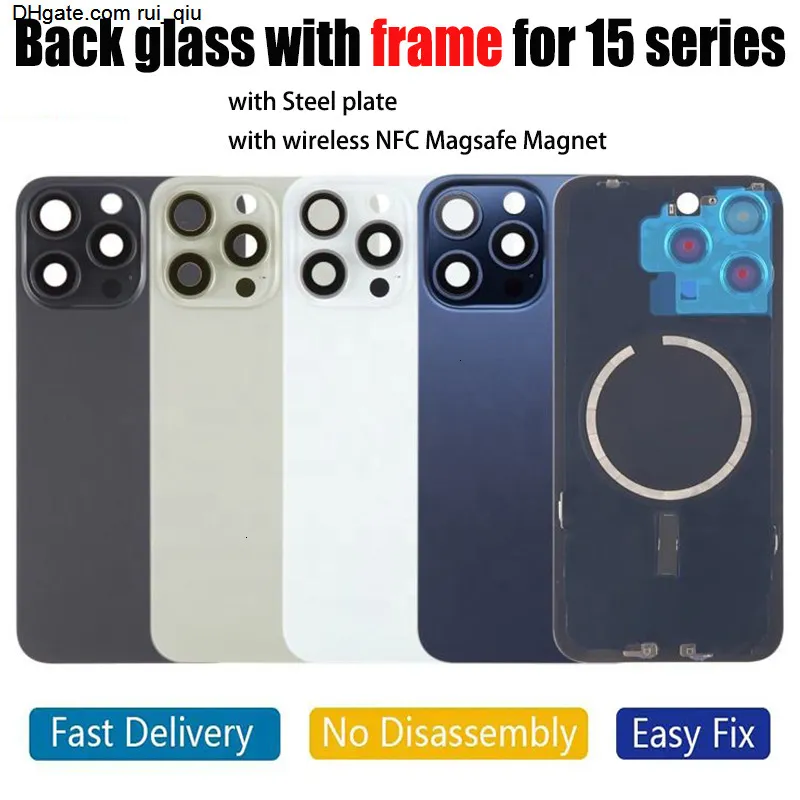 Premium Replacement Back Cover Glass with Frame - iPhone 15 Pro Max ...