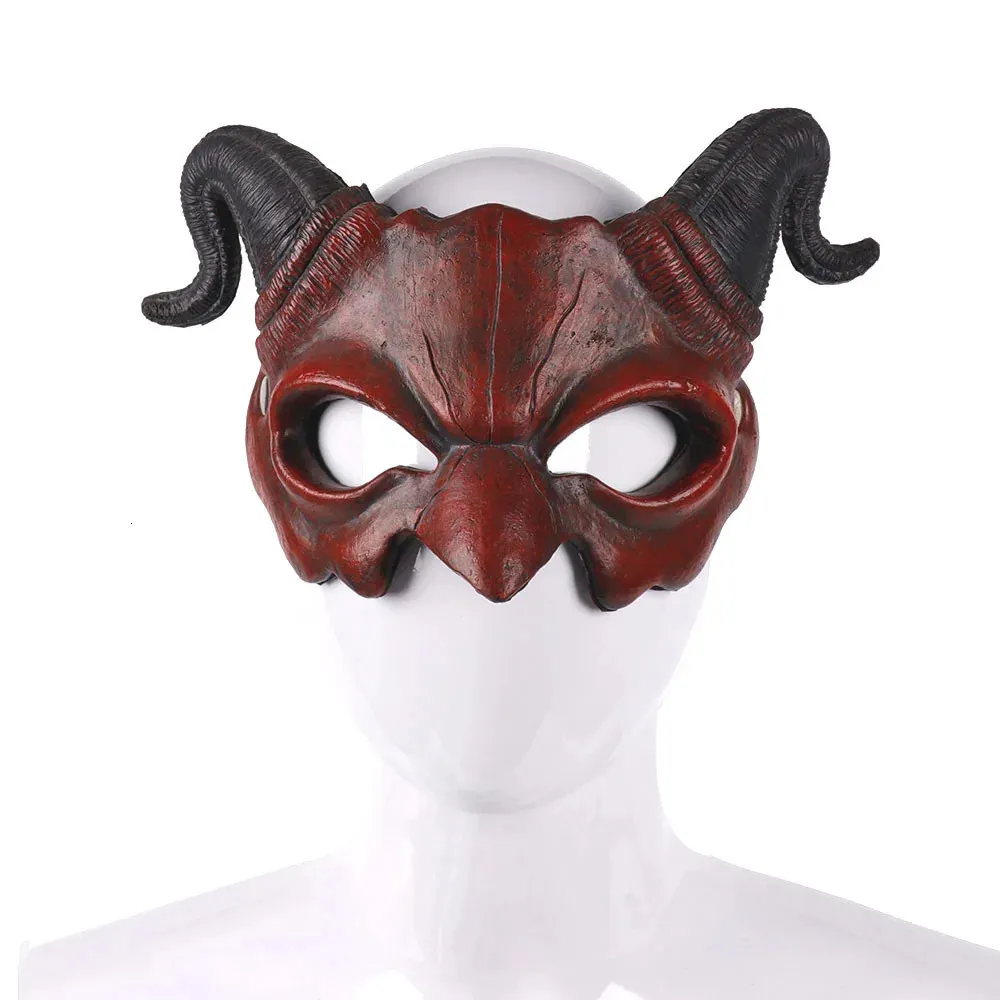 Devil Half Face Demon Wildcraft Mask With Horns Perfect For Halloween ...