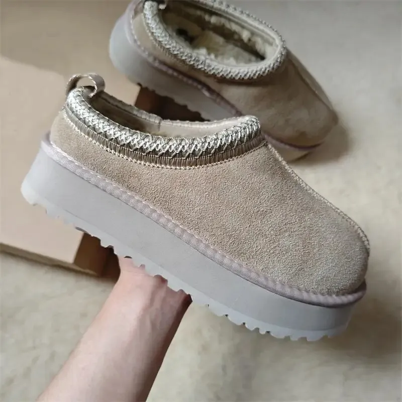 Women's Leather Platform Slippers: Classic Winter Slip On Loafers With ...