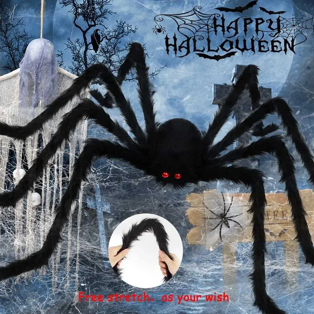 Giant 5ft Light-Up Halloween Spider Decoration - Scary Outdoor Decor ...