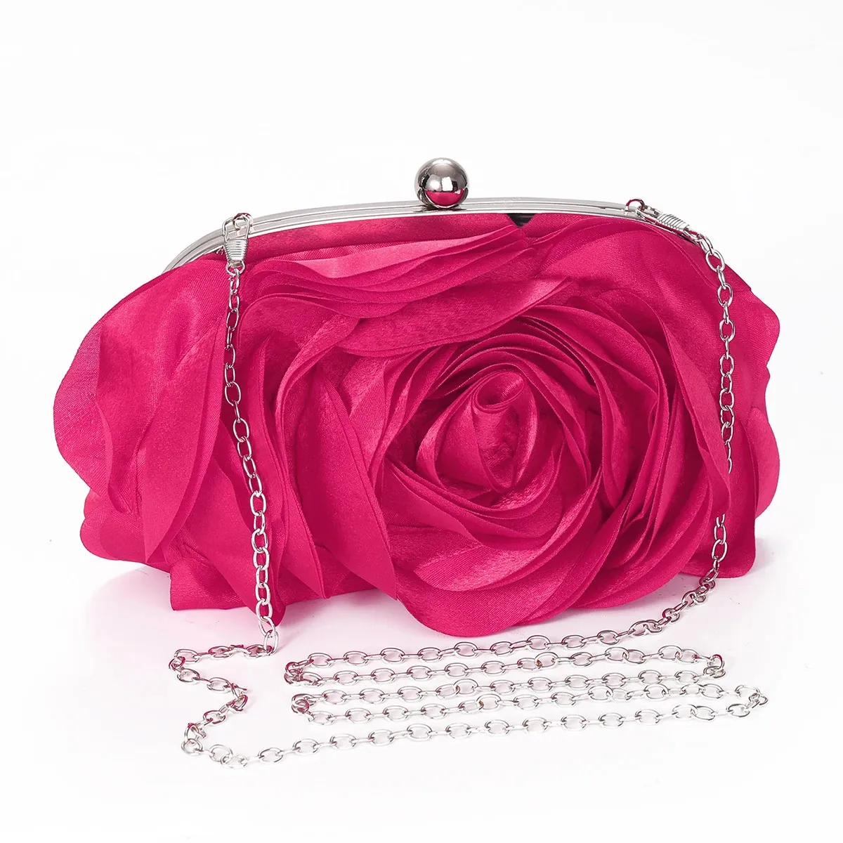 Rose Evening Clutch: Pink Flower Handbag for Wedding & Party - Shop Now ...