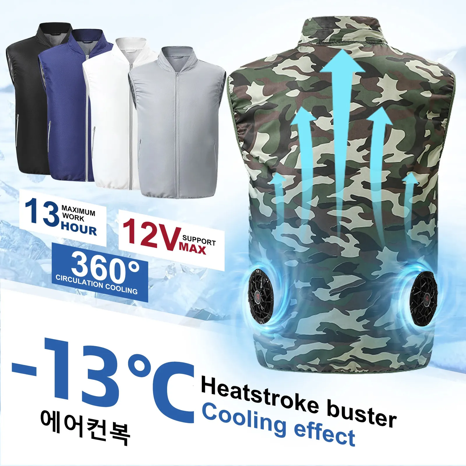 High-Temperature electric fan electric fan Vest for 13 Hours of Cooling ...