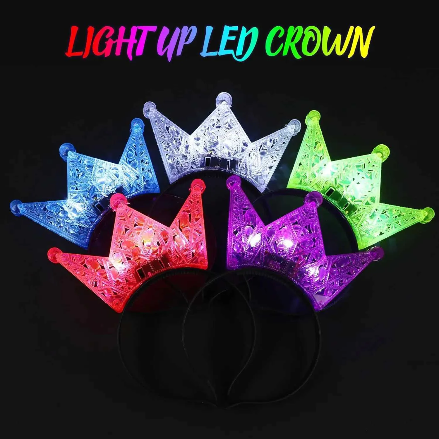 LED Light-Up Crown Headbands: Flashing Fairy Lights for Halloween ...
